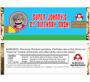 Birthday Super Mario Brothers Theme Candy Bar Wrapper - Party411